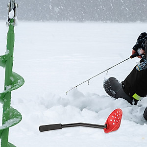BESPORTBLE 2pcs Fishing Ice Fishing Spoon Fishing Tools Winter Ice Fishing Scoop Ice Scoop Skimmer Outdoor Tools Ice Picks Ice Fishing Equipment Outdoors Gear Red Abs Colander Fold