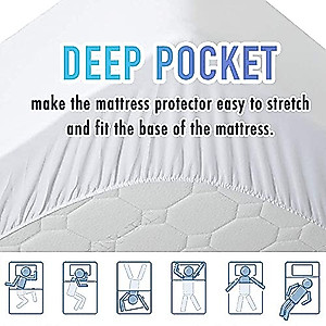 MATBEBY Bedding Quilted Fitted King Mattress Pad Cooling Breathable Fluffy Soft Mattress Pad Stretches up to 21 Inch Deep, King Size, White, Mattress Topper Mattress Protector