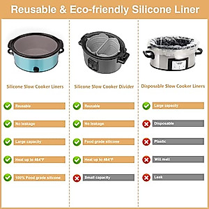 Silicone Slow Cooker Liners Fit 7-8 QT Oval Slow Cooker Crock Pot, Food Grade Silicone Crock Pot Liners Reusable & Leakproof Dishwasher Safe Crockpot Liner