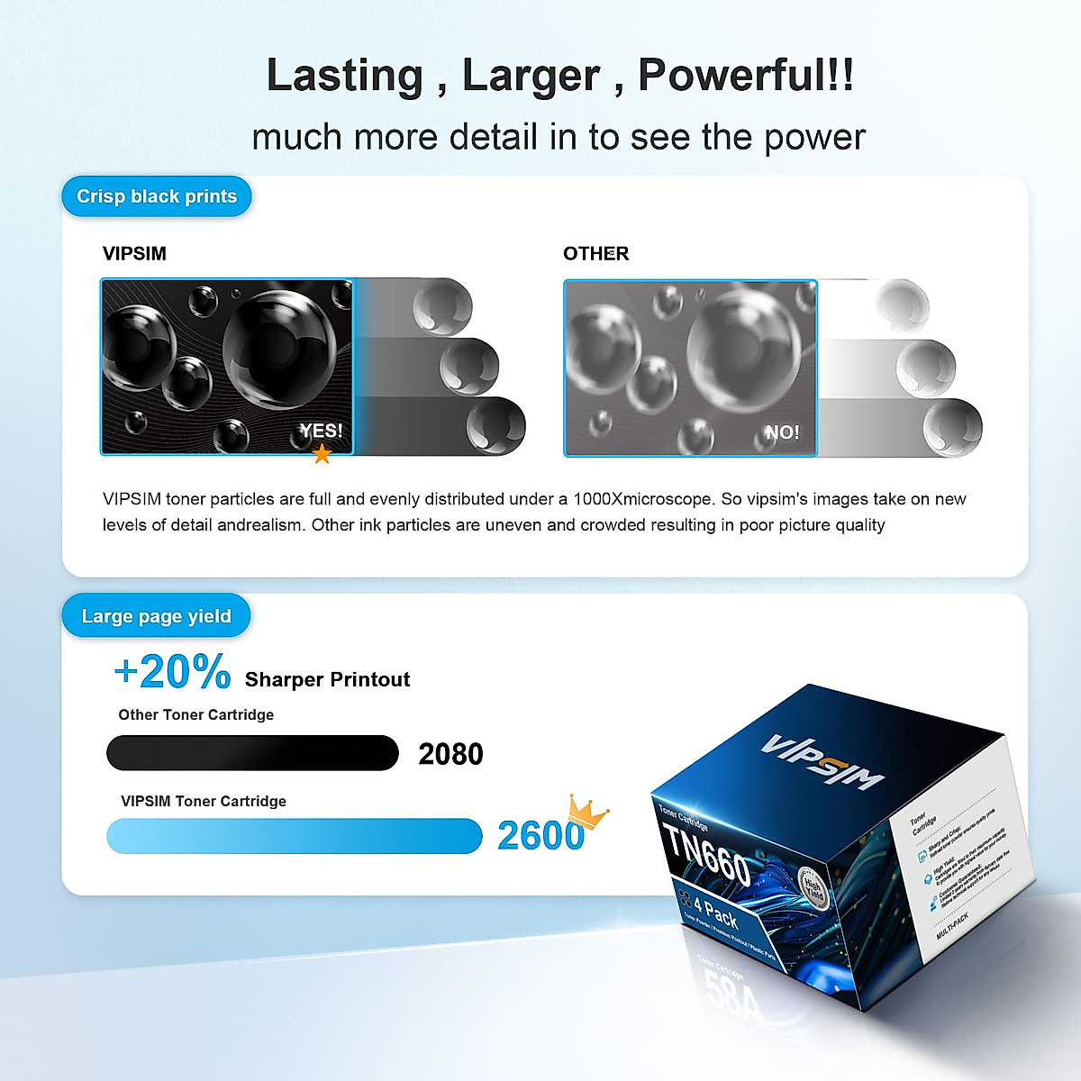 TN660 Toner Cartridge Brother Printer - Replacement with Brother TN 660 TN-660 TN630 High Yield to use with HL-L2380DW HL-L2320D HL-L2340DW DCP-L2540DW MFC-L2700DW MFC-L2720DW Printer (Black, 4 Pack)