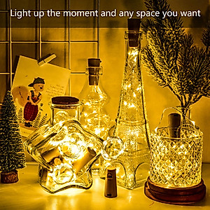 osteplus Wine Bottle Lights with Cork, 6 Pack Mini Fairy String Lights Battery Operated with 6 Replacement Batteries, Party Decoration for Wedding Christmas Halloween Bar Mason Jar - Warm White