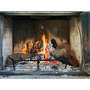 TAFIEDA Fireplace Log Holder. 18 Inches Heavy Duty Solid Steel Fireplace Grate. Upgrade Adjustable Fireplace Grate 6 Solid Steel Feet with 6 Bar Fireplace Wood Holder. Best Fireplace Accessories.