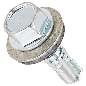 Small Parts 1414KWN Steel Self-Drilling Screw, Zinc Plated Finish, Sealing Hex Washer Head With EPDM Washer, Hex Drive, #3 Drill Point, 1/4"-14 Thread Size, 7/8" Length (Pack of 50)