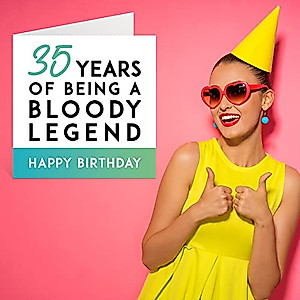 Funny 35th Birthday Card for Men Women - Being A Legend - Thirty-Five Thirty-Fifth Happy Birthday Card for Him Her Sister Brother Uncle Auntie, 5.7 x 5.7 Inch Joke Gifts Humour Sarcasm Greeting Cards