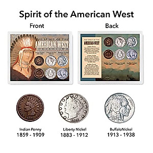 American Coin Treasures Spirit of The American West Penny and Nickel Coin Collection, Protective Acrylic Case, Certificate of Authenticity, Manufacturer's Warranty