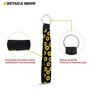 AFPANQZ Cute Daisy Keychains Keyrings Coins Chapstick Holder Keychain with Metal Ring Wristlet Lanyards Pouch for RFID Key NFC Smart Key Cute Key Chain Wristlet Lanyards