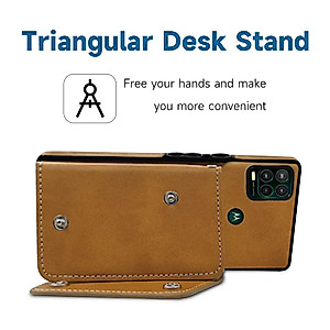 Compatible with Moto G Stylus 5G 2021 Wallet Case with Crossbody Shoulder Strap and Stand Leather Credit Card Holder Cell Accessories Phone Cover for Motorola GStylus G5 XT2131DL Women Girls Brown