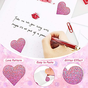 Glitter Pink Heart Stickers 1inch Valentine's Day Love Decorative Labels Roll Gift Set 1000PCS Sparkly Adhesive Decorations Accessories for Envelopes Crafts Wedding Anniversaries (1 Inch 1000pcs)