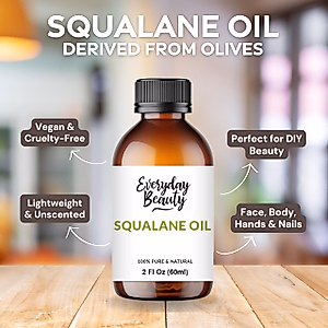 Squalane Oil - 100% Pure & Natural Plant Derived Facial Oil 2 Fl Oz - Cold Pressed and Unrefined Premium Grade Multipurpose Moisturizing Oil For Skin and Hair
