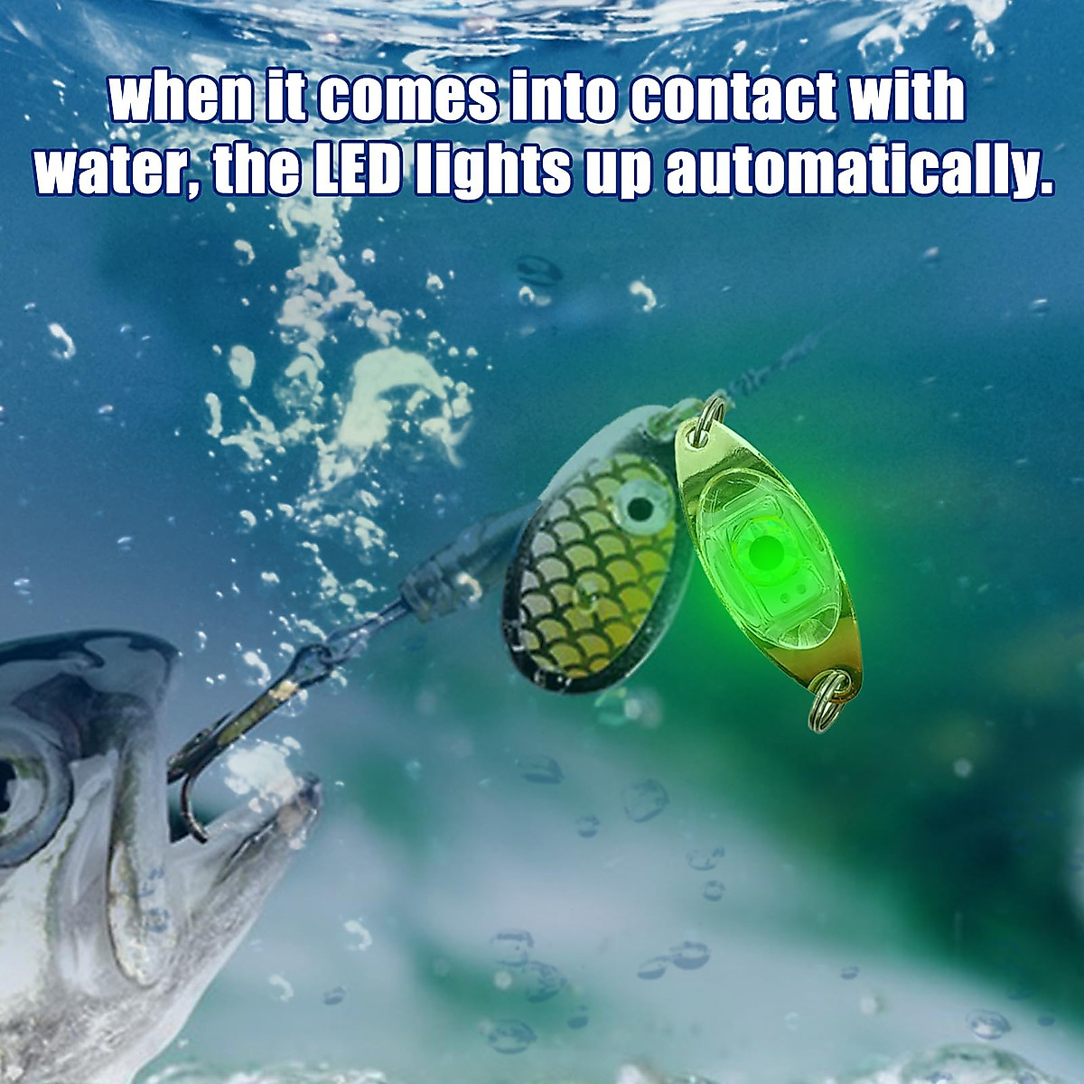 JOJOCY 10 Pack Fishing Lures Fishing Spoons Underwater Flashing Strobe LED Fishing Lights Waterproof Diamond Lights Trolling Lures Halibut Rig Deep Drop Fishing Light