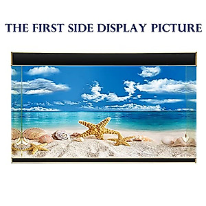 ELEBOX Fish Aquarium Background Starfish Blue Sky Beach Shell Seaweed Fish Tank Poster Background 19" x 48"