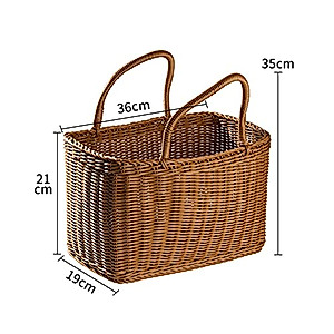 FOMIYES Picnic Basket: Rattan Woven Basket with Handles Willow Woven Picnic Hamper, Artistic Handbags for Shopping, Market, Picnic, Bag Summer Beach Bag
