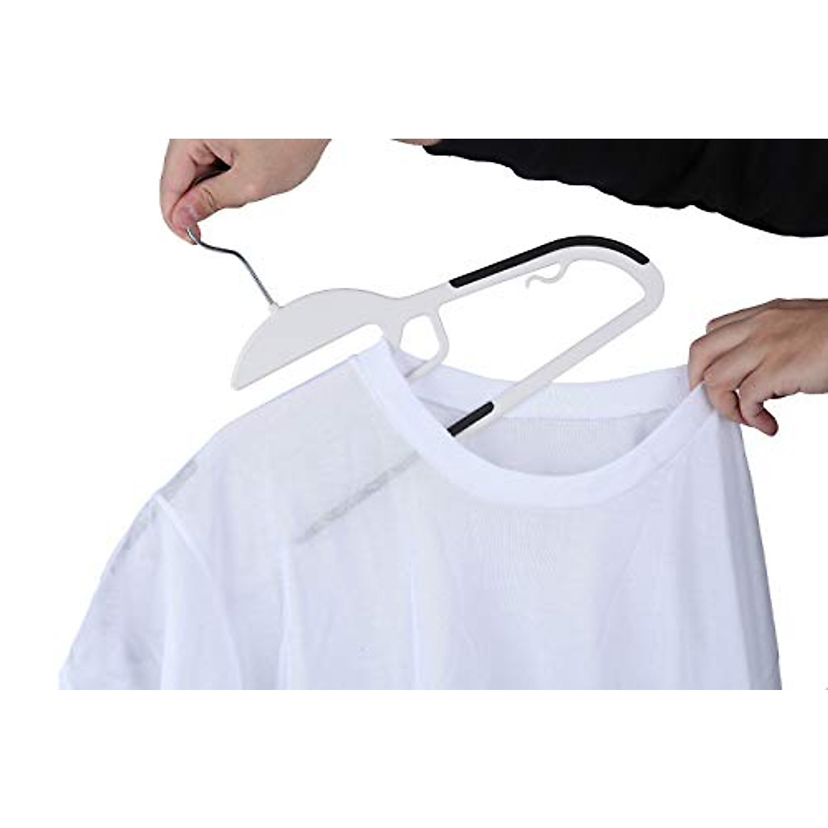 Finnhomy 50 Pack Plastic Hangers, Durable Clothes Hangers with Non-Slip Pads, Space Saving Easy Slide Organizer for Bedroom Closet, Great for Shirts, Pants, White