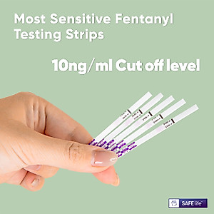 SAFE LIFE Fentanyl Test Strips for Powder, Liquid & Pills - Highly Sensitity Fentanyl Testing Strips Cut-Off Level 10 ng/ml-Powders | Fentanyl Test Kit [25] Pack