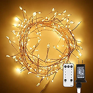 Fairy Lights Plug in, 10Feet 200 Led Fairy Lights 8 Modes Fairy Lights with Remote Fairy Lights for Bedroom Wreath Garden Party Window Wedding Christmas Tree Decoration,Warm White