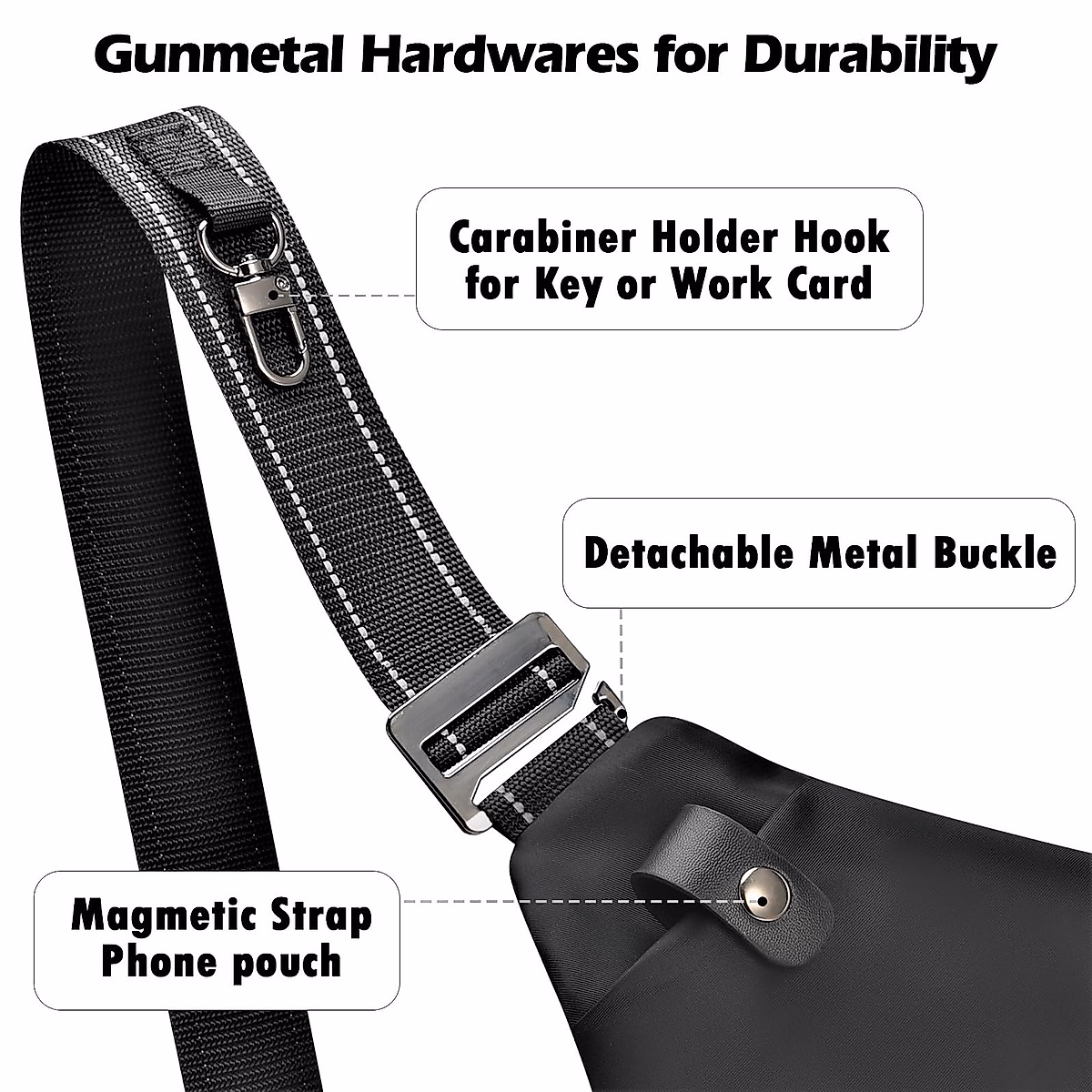 Alphantino 2023 Personal Flex Bag - Compact Sling Crossbody Slim Anti-Theft Bag, Side Crossbody High Density Nylon Chest Shoulder Daypack with Carabiner Key Clip, Lightweight Easy Carry for Travel