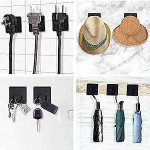 ArtHue Adhesive Hooks, Stainless Steel Razor Holder for Shower Hooks,Heavy Duty Wall Mount Robe Towel Hooks for Bathroom Bedroom Hanging Coat, Hat, Key -Black(6pack)