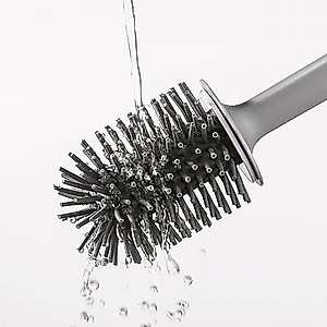 Silicone Toilet Brush Wall Mounted Floor Toilet Bowl Brush Plastic Long Handle Toilet Cleaner Brush and Holder Set