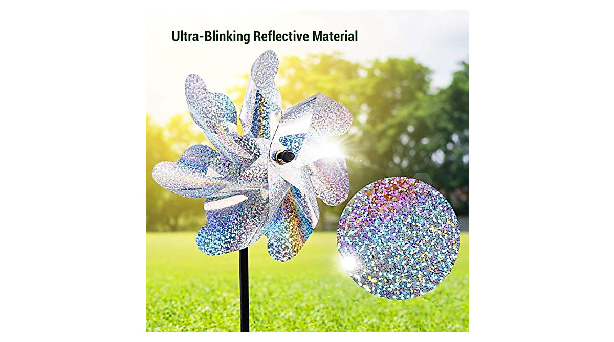 Ohuhu Reflective Pinwheels with Stakes, 10-Pack Extra Sparkly Wind ...