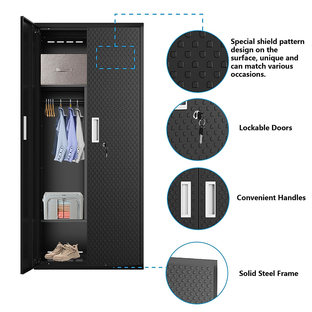 TOPKEY Metal Storage Locker Cabinet for Home Office and Garage with Adjustable Shelves and Lockable Door