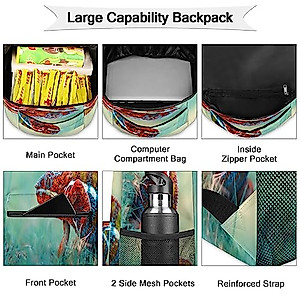 Ourtheme Animal Chameleon 18 In Backpack for Men Women Chameleon Large Capacity Backpack Hiking Travel Laptop Back Pack Casual Daypack