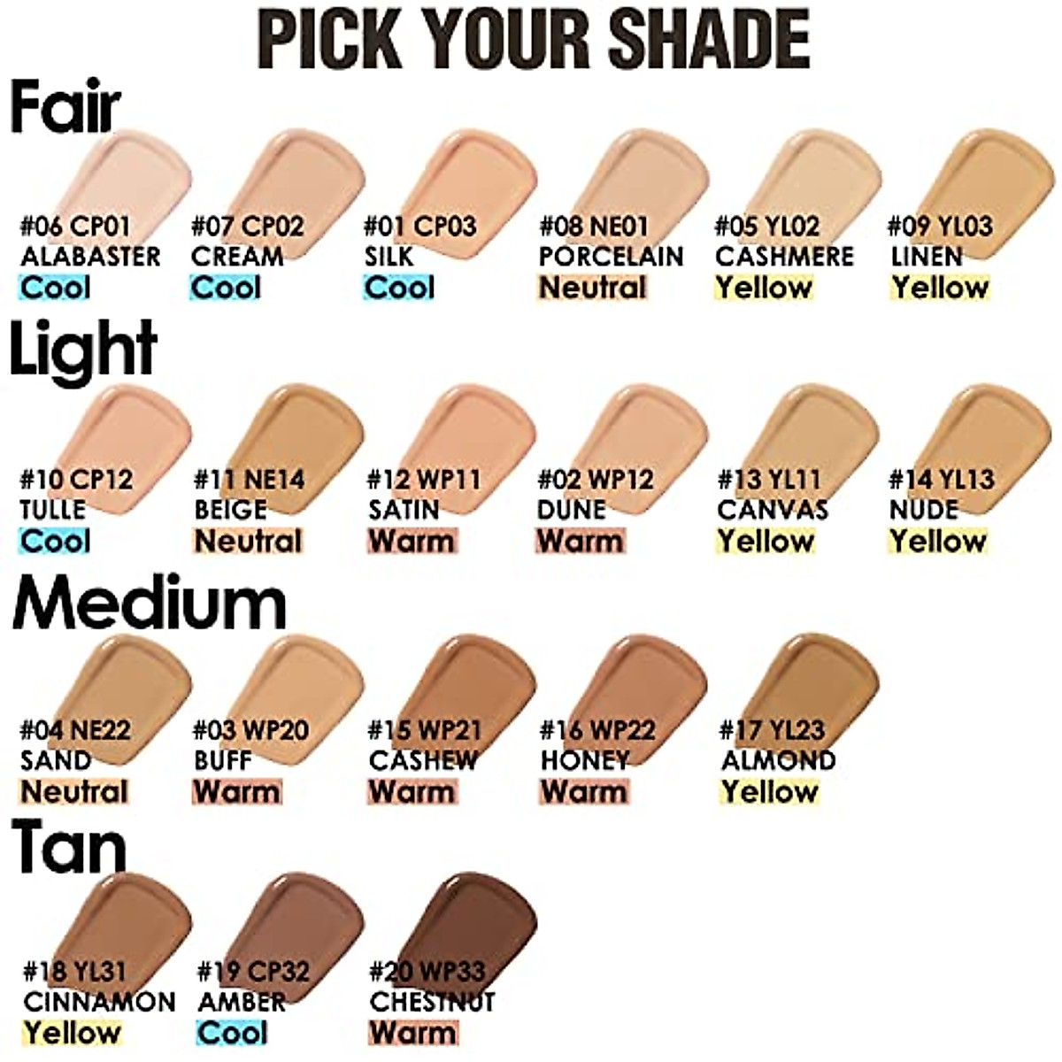 FOCALLURE PerfectBase Lasting Poreless Liquid Foundation, Medium to Full Coverage with Matte Finish, Covers Blemishes & Under-Eye Circles for All Skin Types, YL02 Cashmere