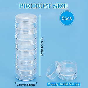 BENECREAT 10G/10ML Stackable Round Plastic Containers 5 Column(6 Layer/Column) Bead Storage Jars for Diamond Drills, Nail Art Glitters, Seed Beads