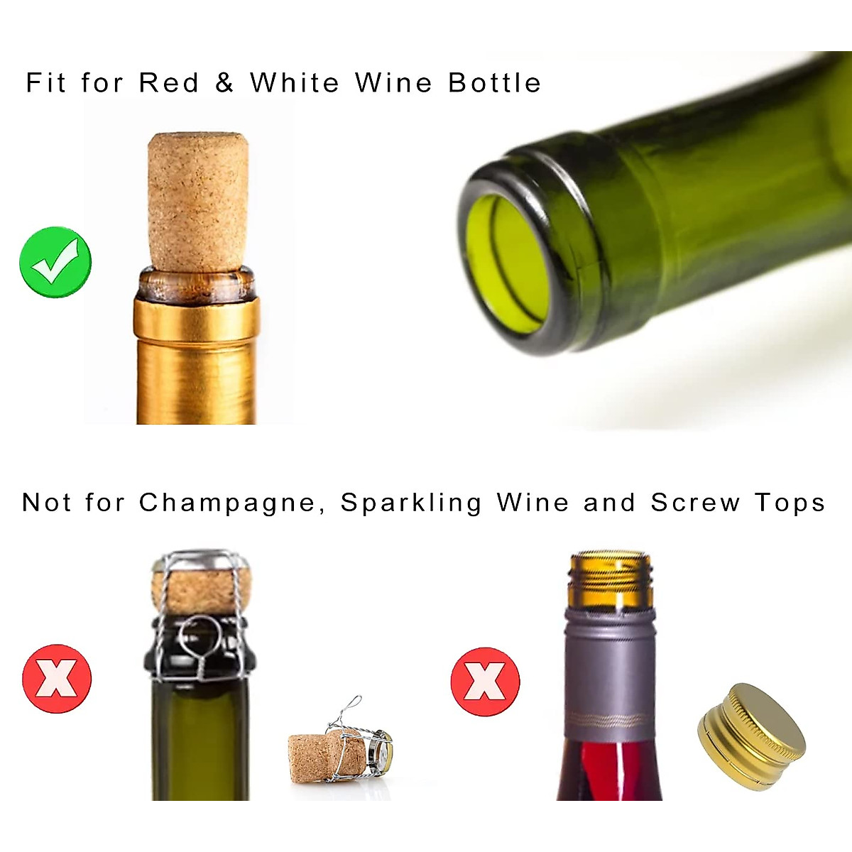 HYZ Wine Bottle Stopper with Twist Lock Bulk, Silicone Sealed Wine Beer Champagne Stopper, Reusable Wine Cork Sealer, Wine Accessories Gift for Party, Thanksgiving, Christmas(Set of 6)