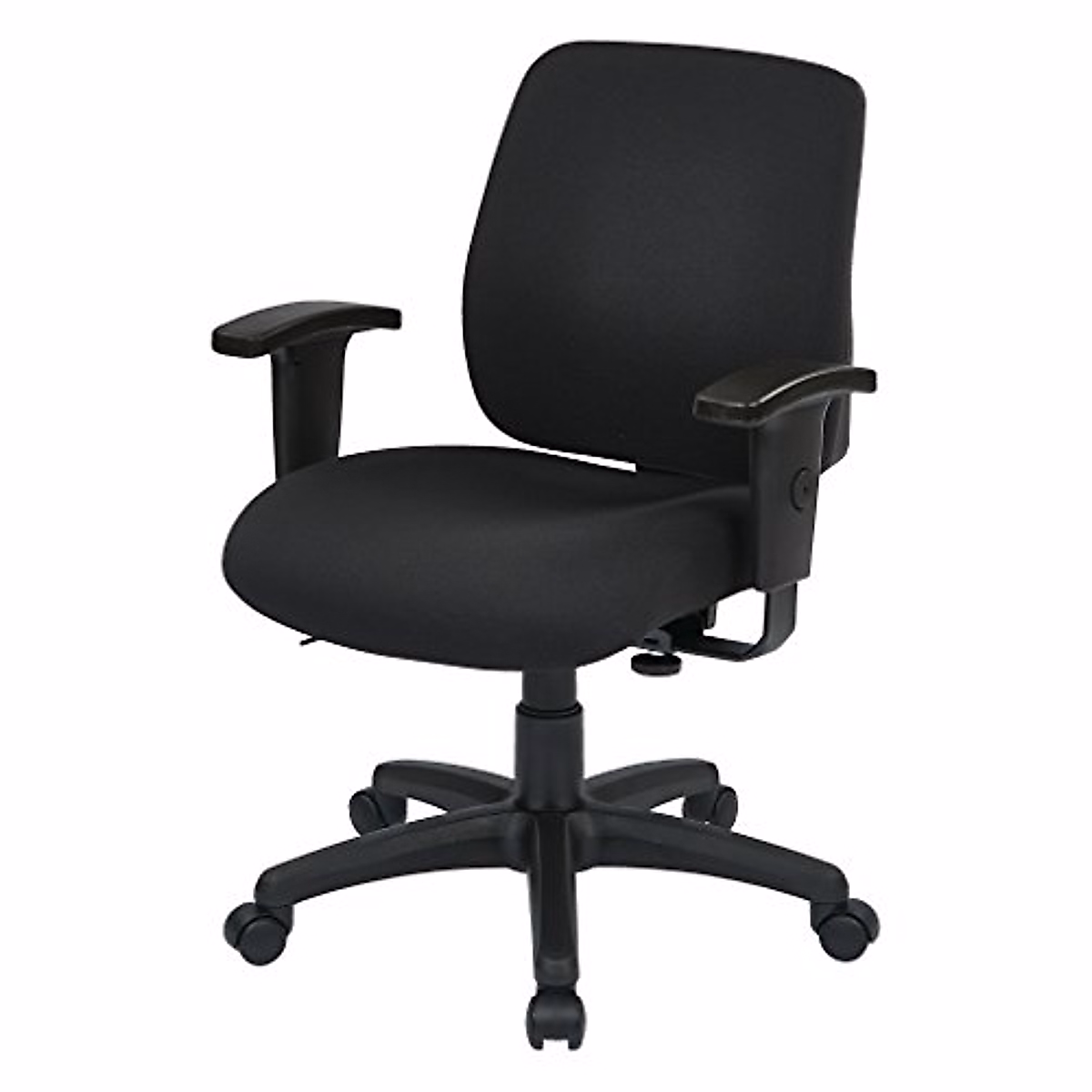 Office Star Deluxe Adjustable Office Task Chair with Ratchet Back Height Adjustment and Thick Padded Seat, with Arms, Coal FreeFlex