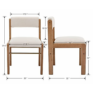 CIMOTA Mid Century Modern Dining Chairs Set of 4, Fabric Linen Kitchen Chairs Upholstered Farmhouse Dining Room Chairs Armless Side Chairs with Adjustable Back/Wood Frame, Beige