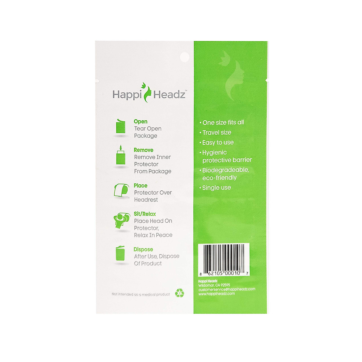 Happi Headz Travel Protector for headrest and seat Cover. Use it in Airplanes, theaters, Buses, Trains, Restaurants (1 Pack)