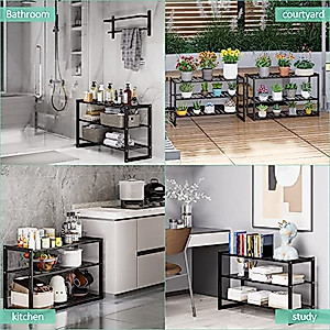 Jripae Bamboo Shoe Rack for Entryway, 3-Tier Stackable Dampproof Black Shoe Racks for Closet Closet Hallway Waterproof Shoe Organizer (Bamboo)