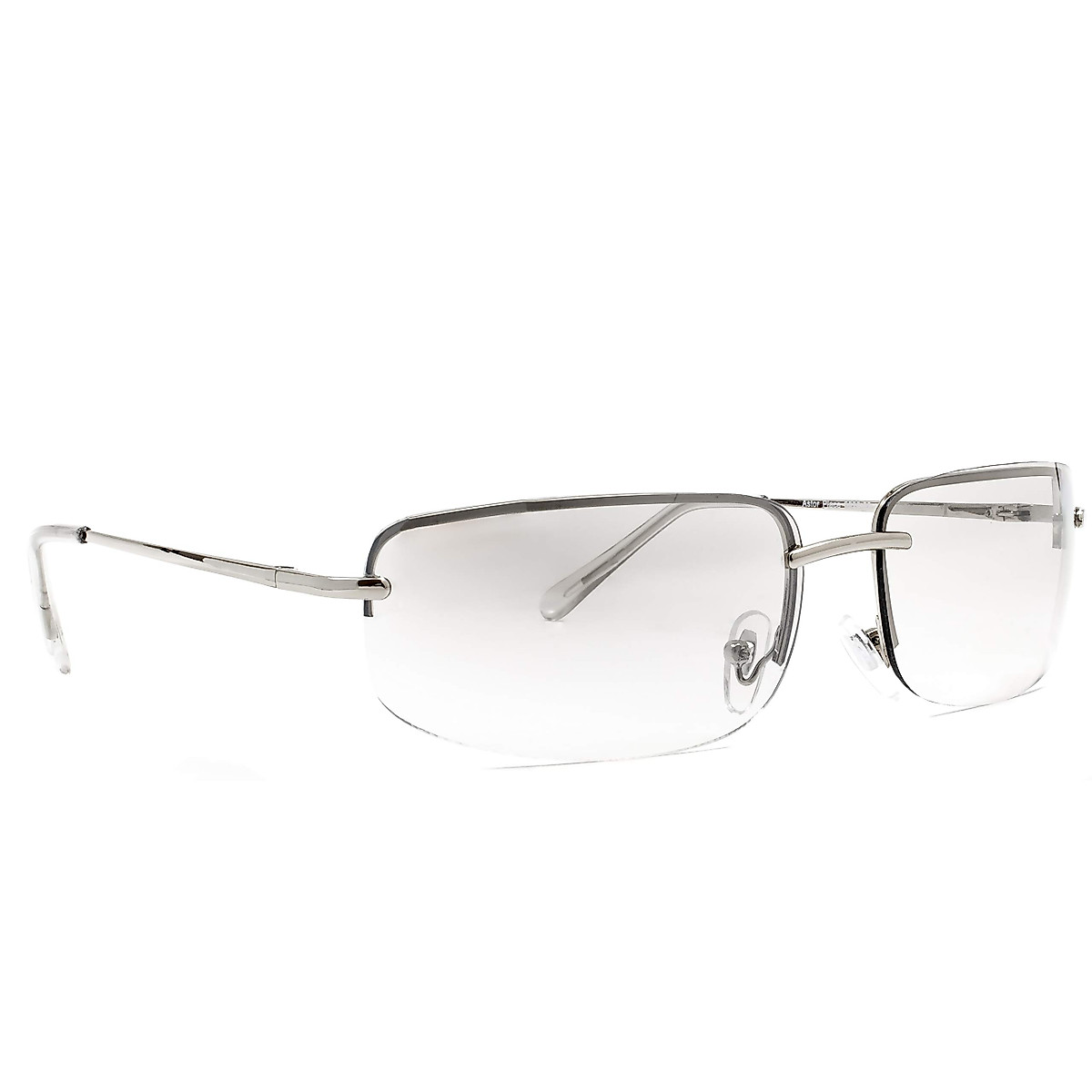 NYS Collection Astor Place Semi-Rimless Metal Sunglasses (Silver Metal Frame/Clear Gradient Lens)