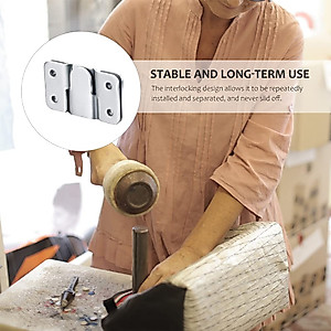 Angoily 15 Pairs Frame Hanger Picture Frame Backing Clips Interlocking Photo Frame Hook Mirror Brackets Interlocking Hooks Mirror Mount Keyhole Bracket Back Clip French Stainless Steel