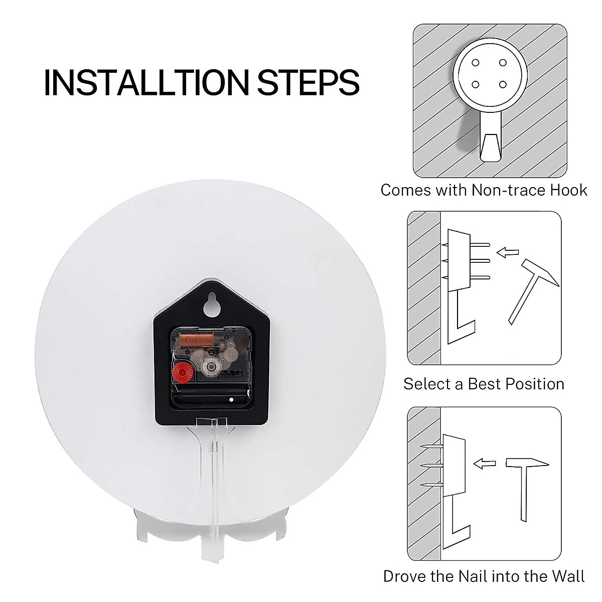 Abucaky Sea Beach Palm Trees Wall Clock Battery Operated Silent Non Ticking Round Clock Tropical Theme Wall Decor for Home, Office, School 9.8 Inch