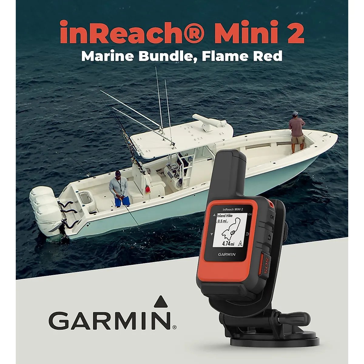Wearable4U - Garmin inReach Mini 2 Marine Bundle, Compact Satellite Communicator, Portable Boating Handheld with Power Bundle