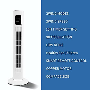 Antarctic Star Tower Fan Oscillating Fan Quiet Cooling Remote Control Powerful Standing 3 Speeds Wind Modes Bladeless Floor Fans Portable Bladeless Fan for Children Bedroom Home Office (White, 35")