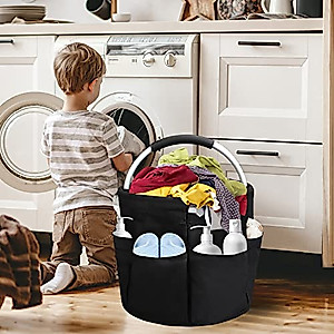 Black Shower Caddy Portable with 8 Pockets,Large Capacity Travel Shower Caddy Bag for Bathroom College Dorm Room Beach