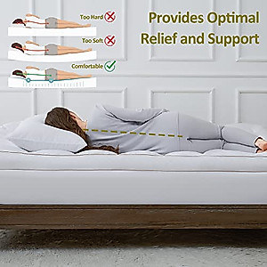 TopTopper Mattress Topper Queen Size, Cooling Mattress Pad Cover for Hot Sleepers, Extra Thick 5D Snow Down Alternative Overfilled Plush Pillow Top with 8-21 Inch Deep Pocket - 60"x80" White