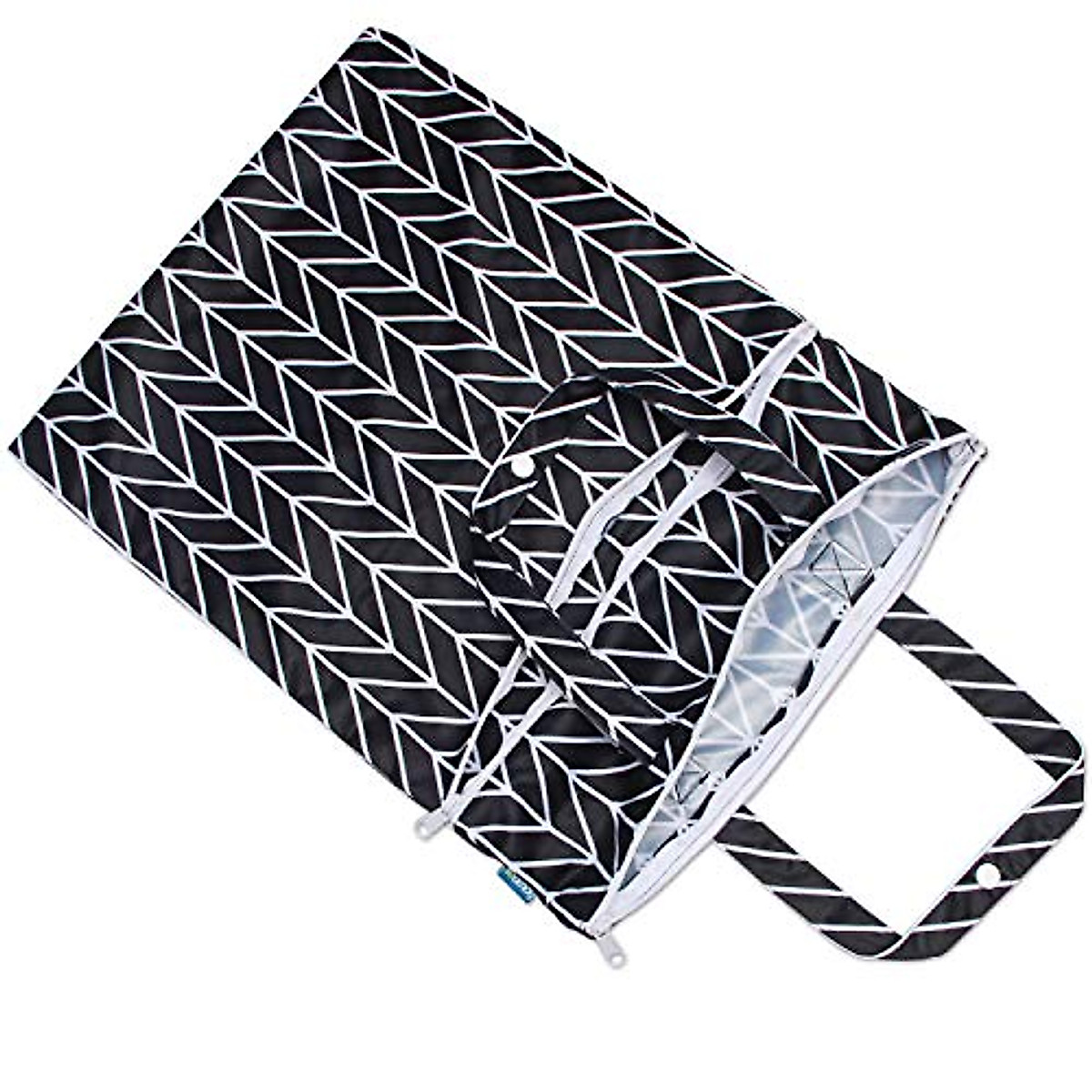 Teamoy Travel Hanging Wet Dry Bag Organizer (17.3 x 13.4 inches) with Two Compartments for Cloth Diaper, Laundry, Swimsuits and More, Easy to Hang Everywhere (M, Black Arrow)