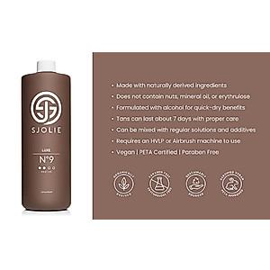 SJOLIE Violet Spray Tan Solution - Luxe 9 - Medium Blend | Sunless Tanning Solution for a Hydrating, Deep Brown Tan - Quart