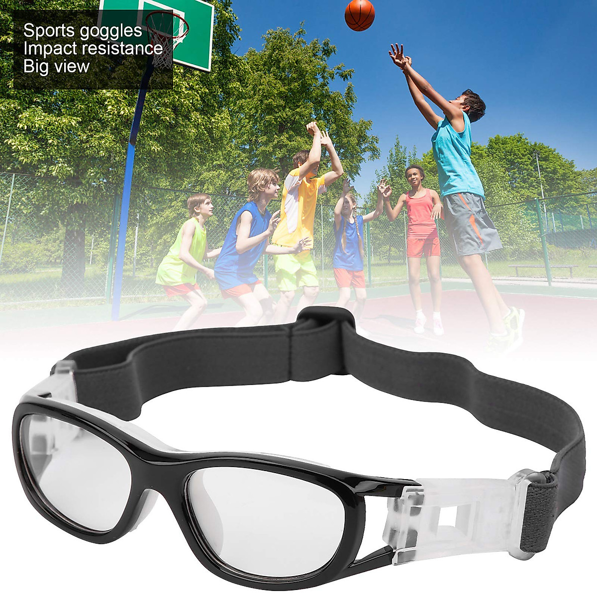 SUNGOOYUE VGEBY Goggles, Safety Goggles for Children - Adjustable Football Cycling Basketball Glasses (Black)