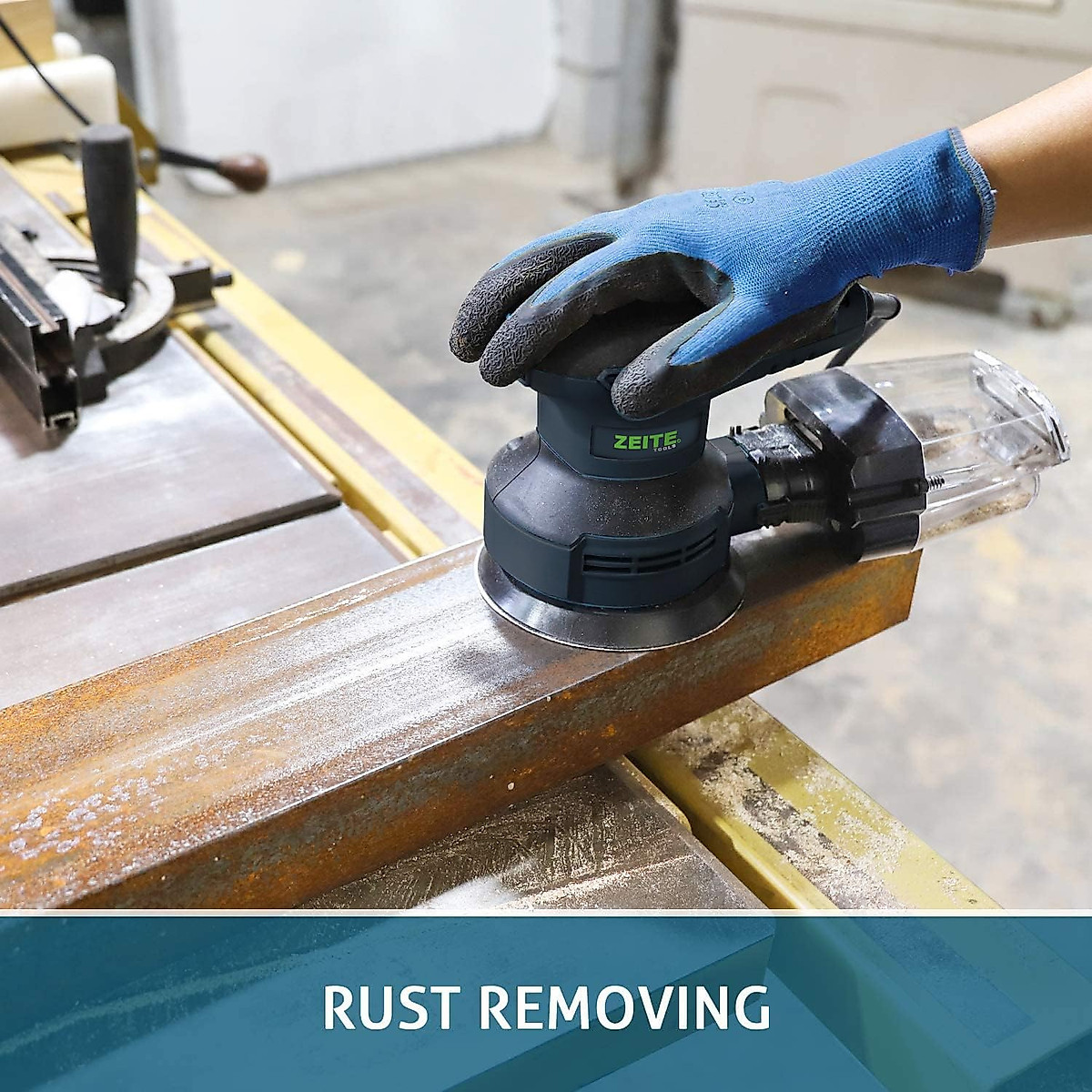 ZEITE Random Orbital Sander Tool, Electric Palm Sander, 3.0 Amp Wood Sanding Machine, Variable Speed 5000-12000 OPM, Cyclonic Dust Box, Vacuum Adapter, 12Pcs 5" Sandpapers for Sanding and Polishing