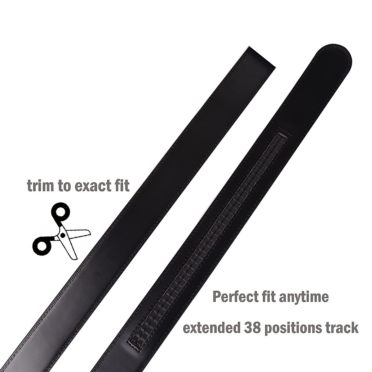 Bleiou 2 Pack Genuine Leather Belt 35''-43''Replacement Leather Belt No Holes Only 1 3/8" Width (Black & Brown)