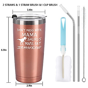 GINGPROUS Gifts for Mom From Daughter Son, Christmas Mothers Day Birthday Gifts for Mom New Mom Pregnant Mom Wife Her, 20 Oz Stainless Steel Insulated Travel Tumbler with 2 Lids and Straws, Rose Gold