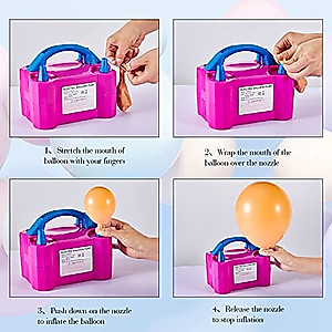 DEMELA Electric Air Balloon Pump Portable Air Blower Pump for Balloons 110V 600W Dual Nozzle Electric Inflator for Party Decoration Sports Rose Red