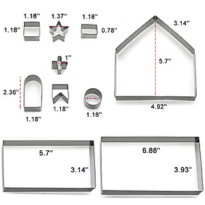 Gingerbread House Cookie Cutter Set, Gingerbread House Kit, Christmas Gingerbread Cookie Cutter for Kids Adults, Holiday Cookie Cutters Mold, 3D Stainless Steel Chocolate Pastry Baking Kit DIY Tool