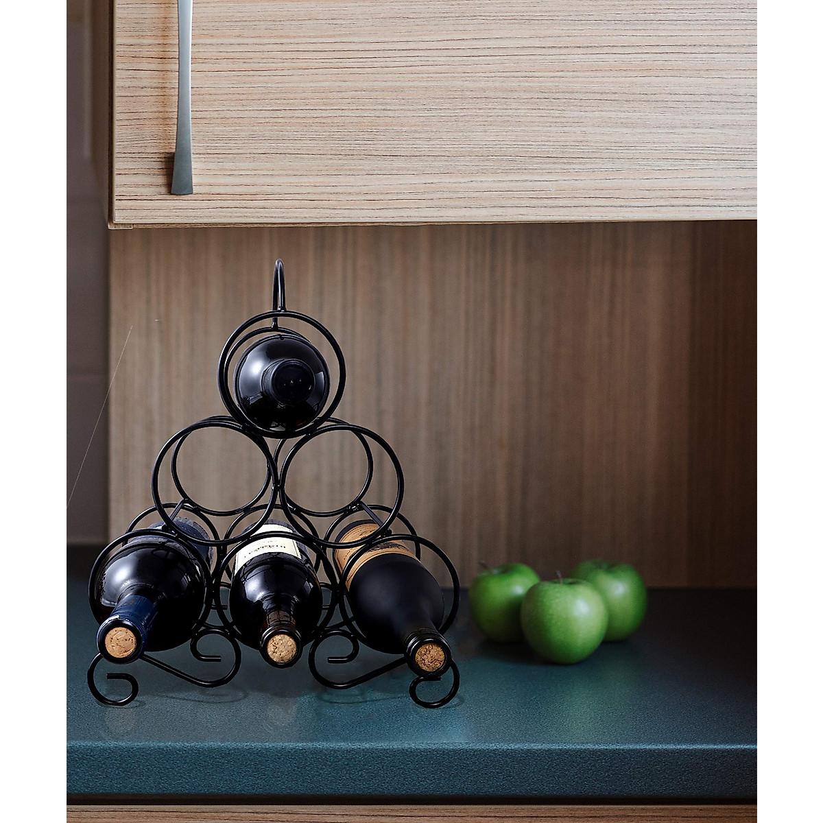 Tabletop Wine Rack, 6 Wine Bottle Holder Stand for Counter, No Assembly Required Small Metal Wine Rack Countertop, Freestanding Black Wire Wine Bottle Storage Rack, Wine Organizer Bar Cart Accessories