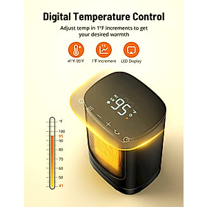 Space Heater for Indoor Use, Electric Ceramic Heater, 3 Modes, 12h Timer, Fast Heating Portable Heater, 70°Oscillating Heater with Tip-over & Overheating Protection for Living room, Office, Bedroom