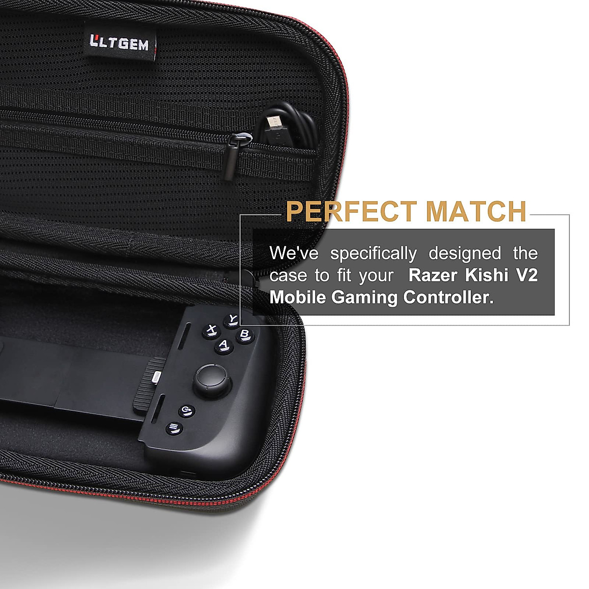 LTGEM EVA Hard Case Compatible with Razer Kishi V2 Mobile Gaming Controller / Kishi V2 Pro Mobile Gaming Controller (Black)